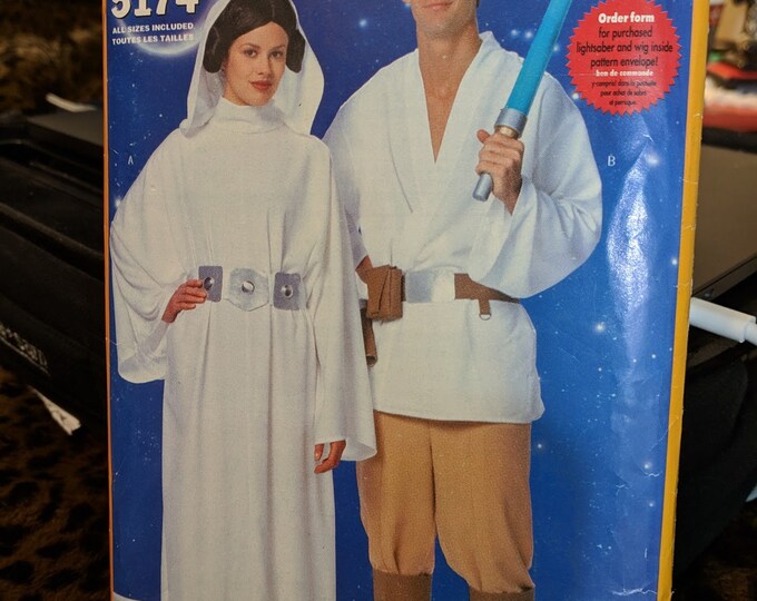 Butterick 5174 STAR WARS Costume Pattern Leia Organa Luke Skywalker Cosplay Adult Teen Size Xs ...