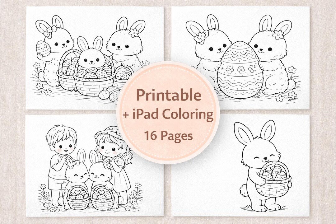Bunny Easter Coloring Pages | Relaxing Family Activity (A4 Printable ...
