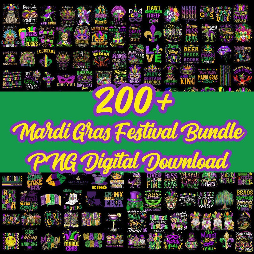 200+ Mardi Gras PNG Bundle | Mardi Gras Festival Clipart | Carnival ...