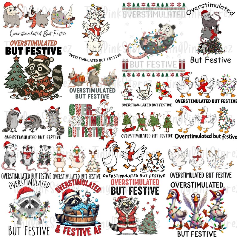 Overstimulated but Festive Racoon Christmas Png, Possum Christmas Png ...