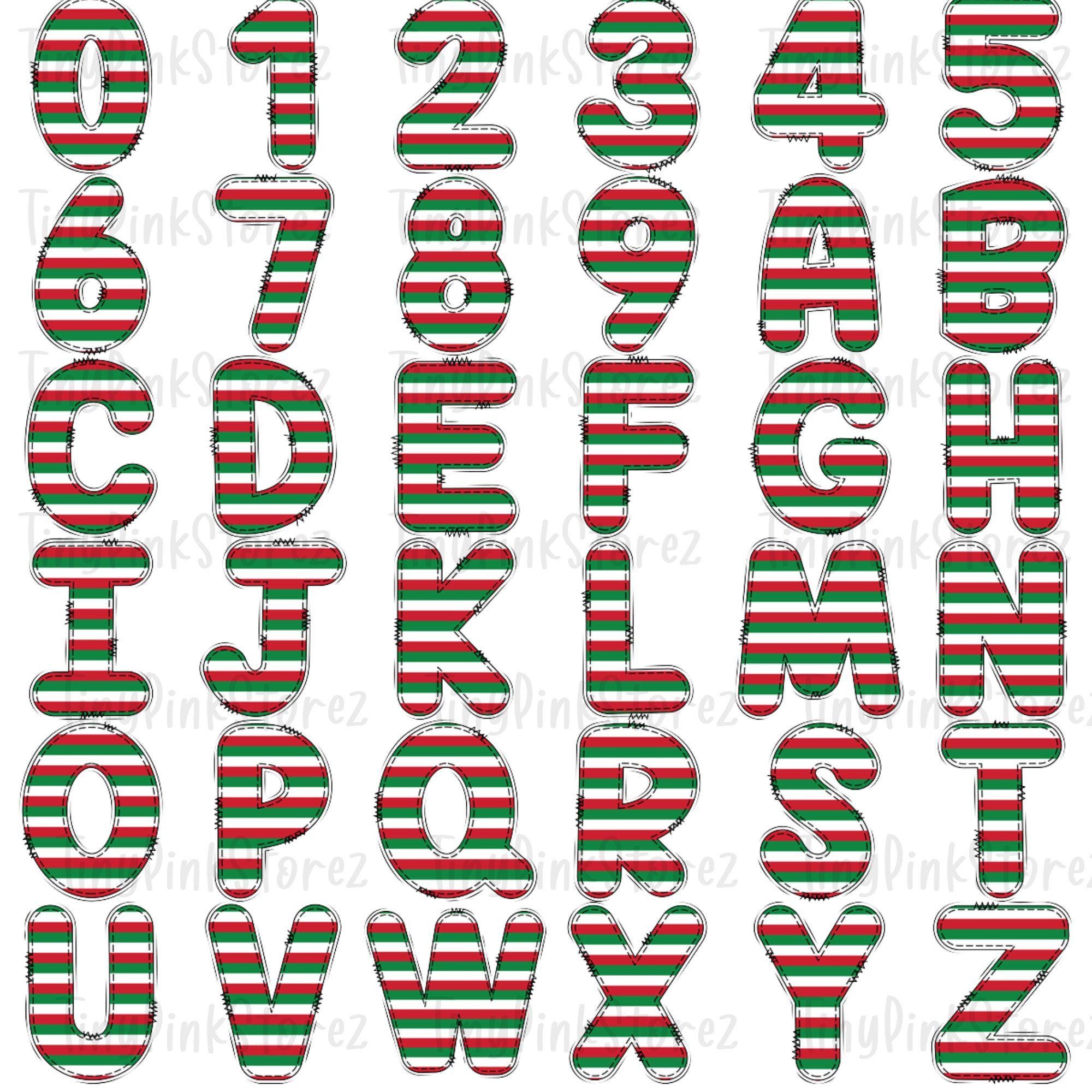 Christmas Clip Art Doodle Letters Bundle Png, Uppercase Alphabet Set ...