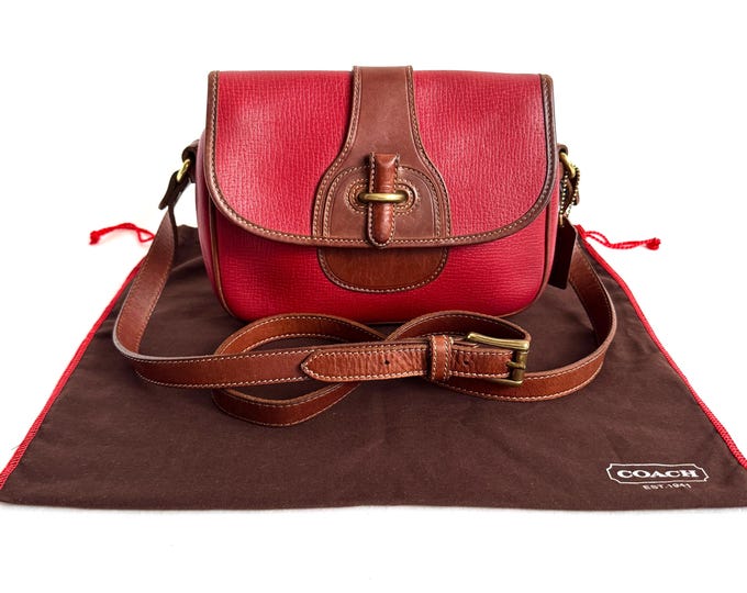 ON HOLD **** Coach Dakota Rider Bag 4200, Red Textured Leather, Made in ...