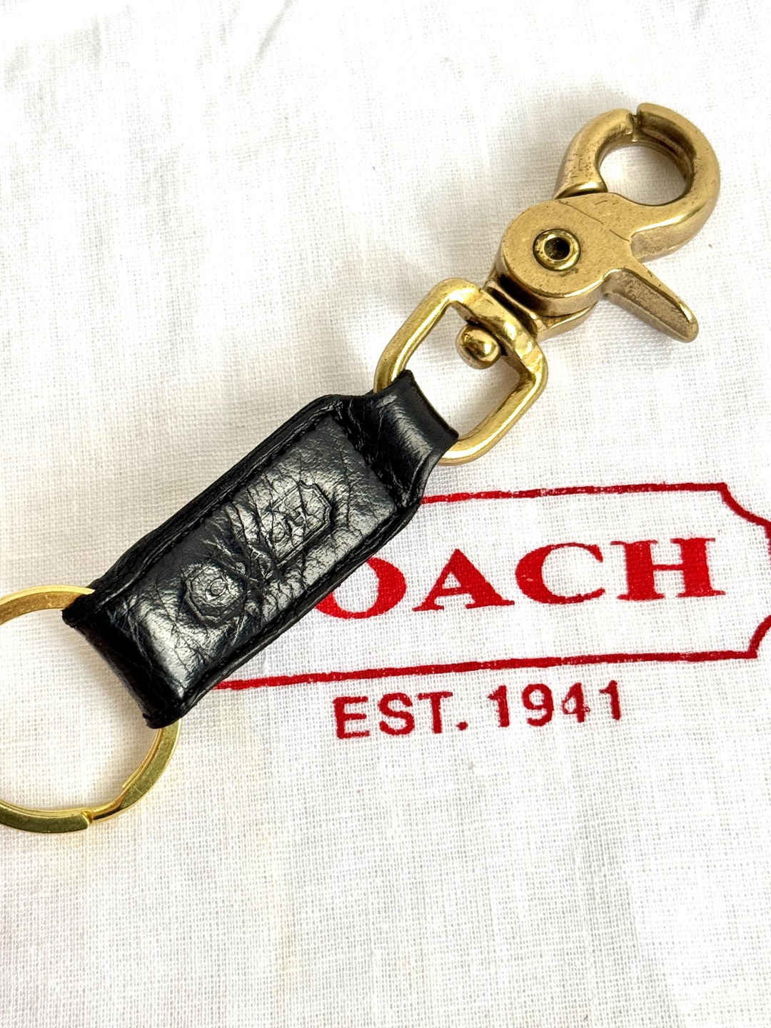 Coach Trigger Snap Key Fob, Black Leather, Style 7212 - Etsy