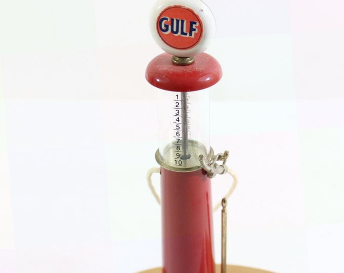 Vintage Gulf Oil/gas Pump Mini Replica on Wooden Base, Collectible Gas ...