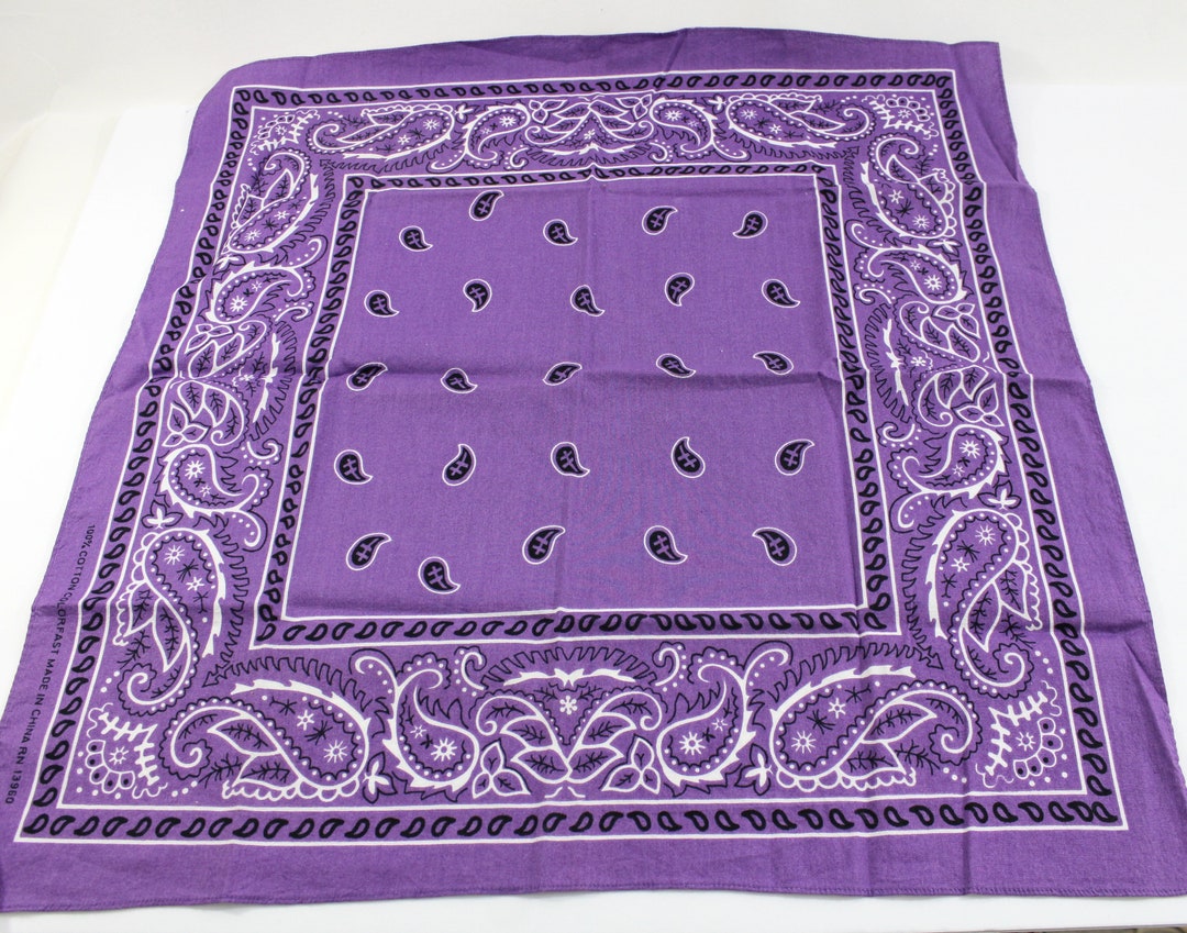 Vintage Purple Paisley Bandana 21 Square, Unisex Neck Scarf, Cowboy ...