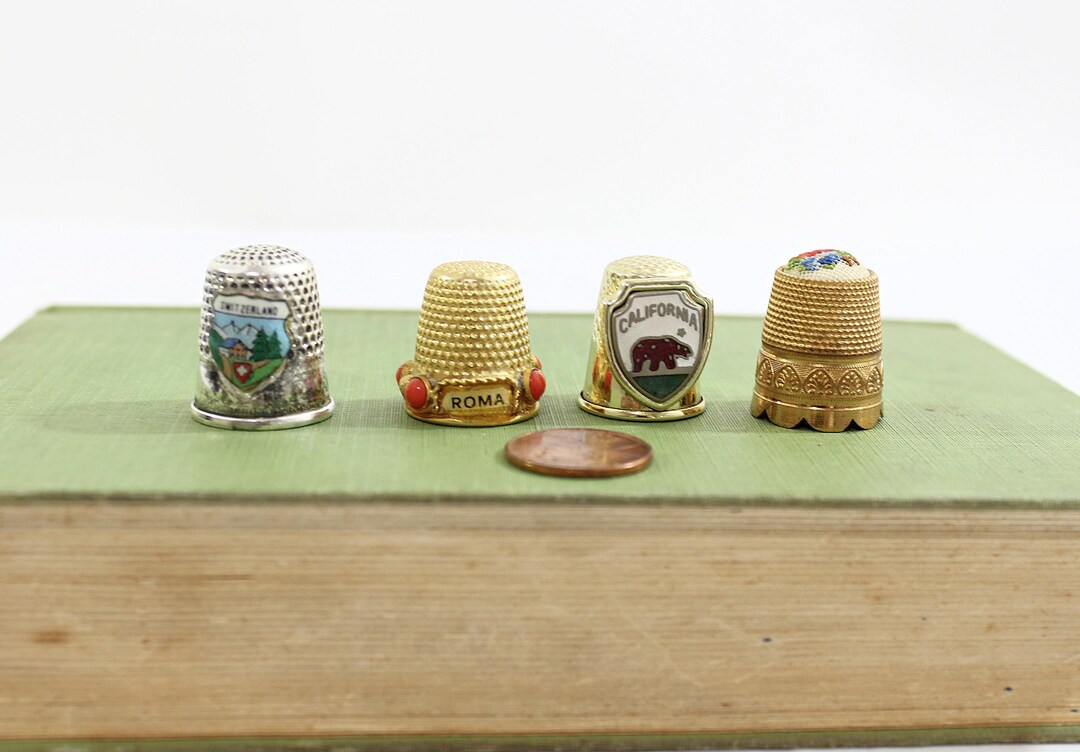 Vintage Metal Thimble Souvenirs (4) From Rome, California, Switzerland ...