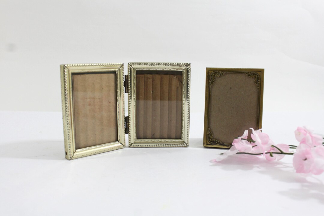 Trio of Vintage Wallet Frames Hinged & Single With Glass, Gold Tone - Etsy