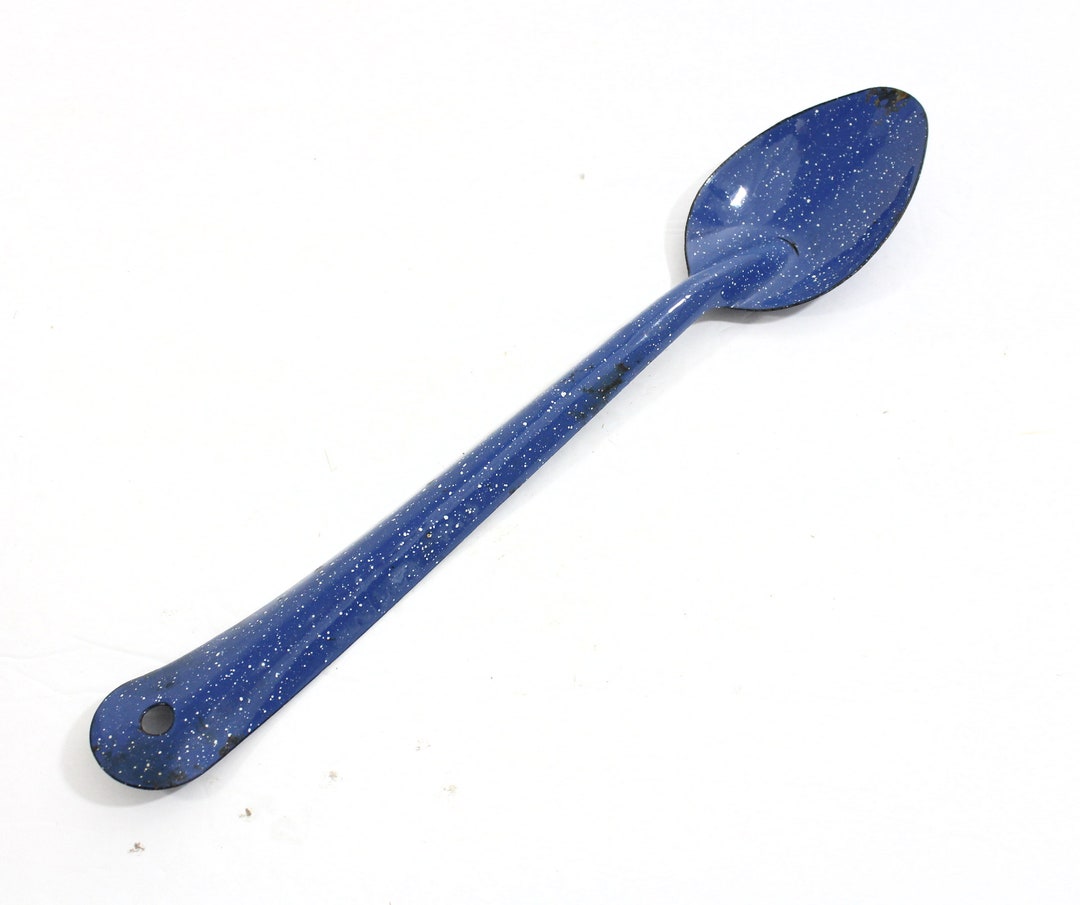 Vintage Blue Spatterware Long Handled Spoon/ladle, Blue White ...