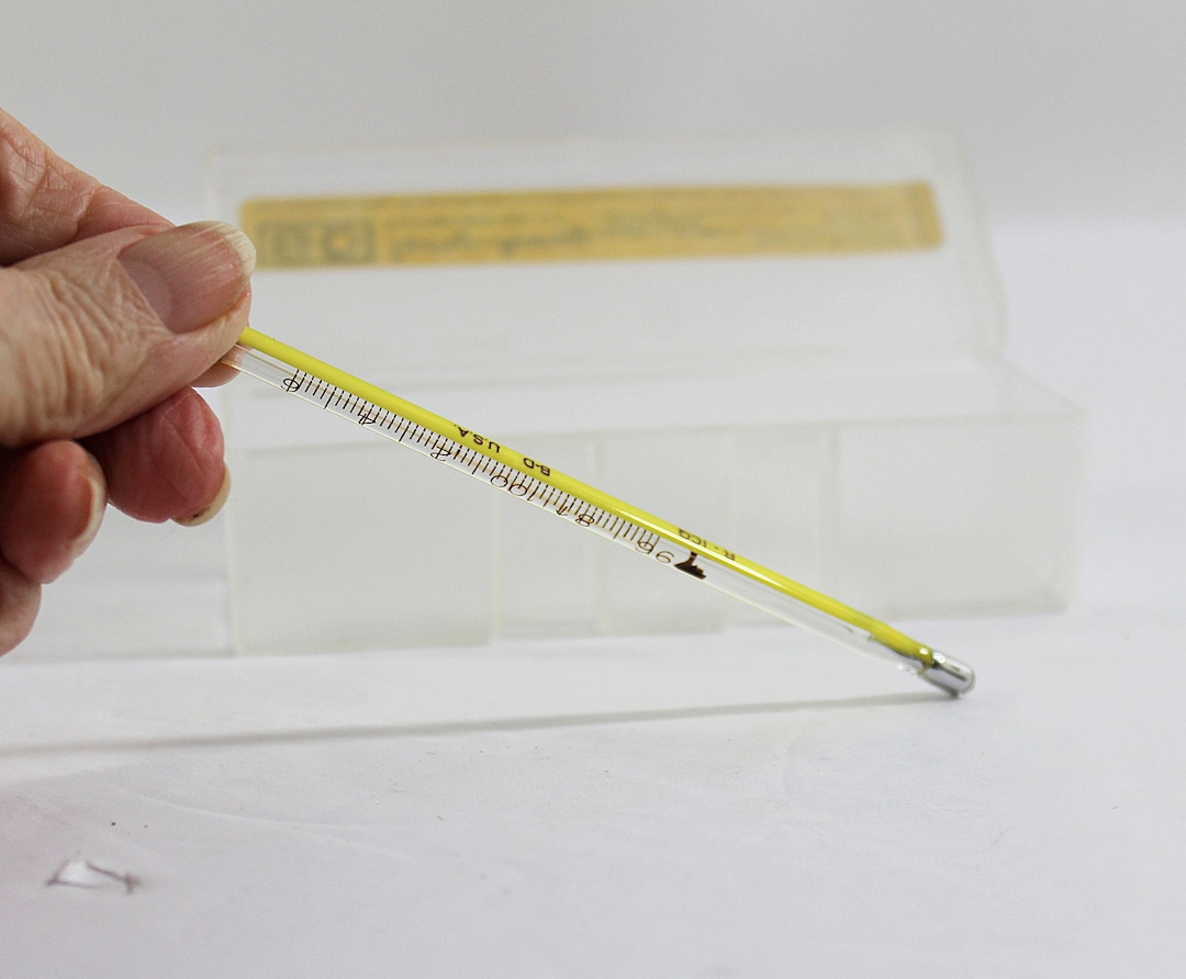 Vintage Glass Thermometer, Oral/rectal Fever Thermometer With Snap in ...