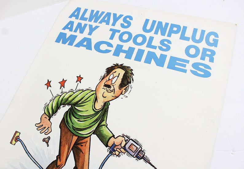 Vintage Electrical Safety Poster: Workplace Comic Reminder (22.5" X 14. ...
