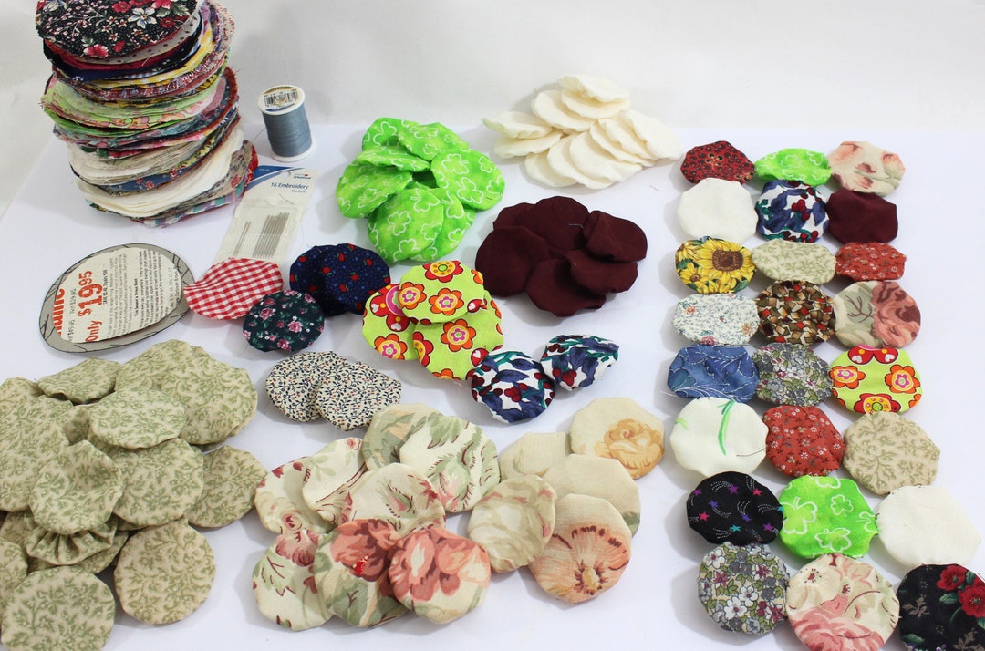 Huge Vintage Fabric Yoyo Lot With Over 500 Precut Circles 3 Sizes, 90 ...