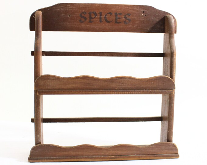 Vintage Wooden 2 Shelf Spice Rack With the Word "spices" at Top ...