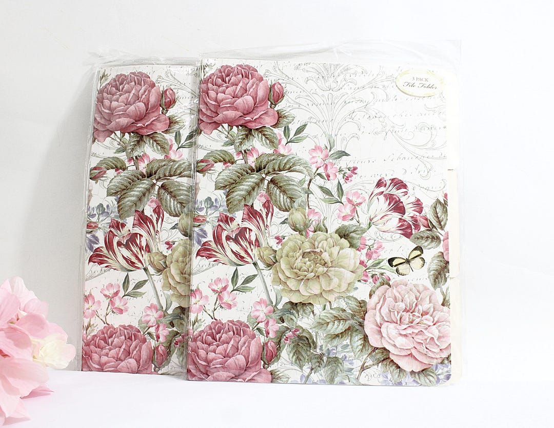 Decorative File Folders 6 NEW IN PACKAGE, Pink Rose Decorated File ...