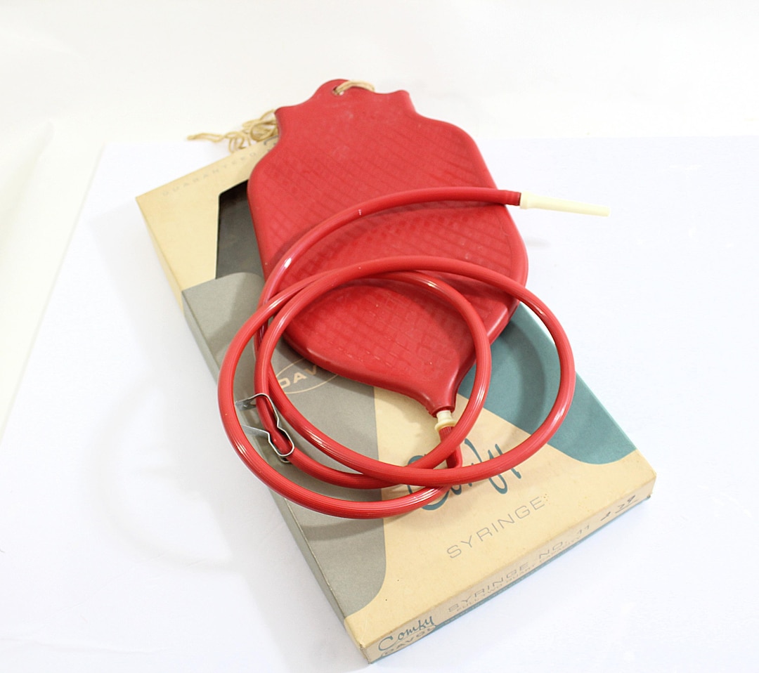 Vintage Enema Set Red Rubber/syringe 2 Qt With Tubing & Clamp, Davol ...