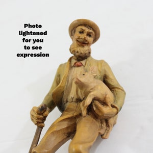 Vintage Wood Carving Hobo With Pig, Lightly Colored, Quality Carving by ...