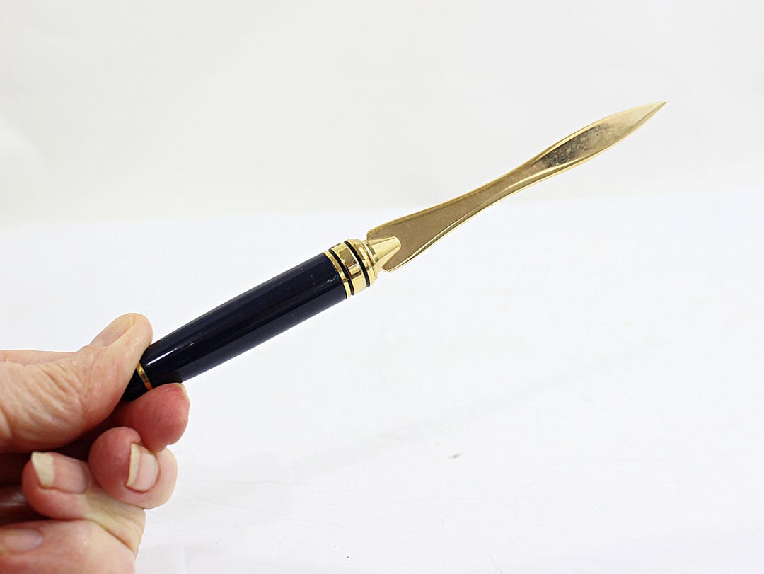 Fancy Letter Opener Gold & Black, Paper Knife, Envelope Opener, Vintage ...