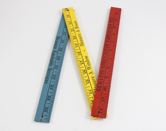 Vintage Hinged Wooden Yardstick in 3 Colors With Advertising, Folding ...