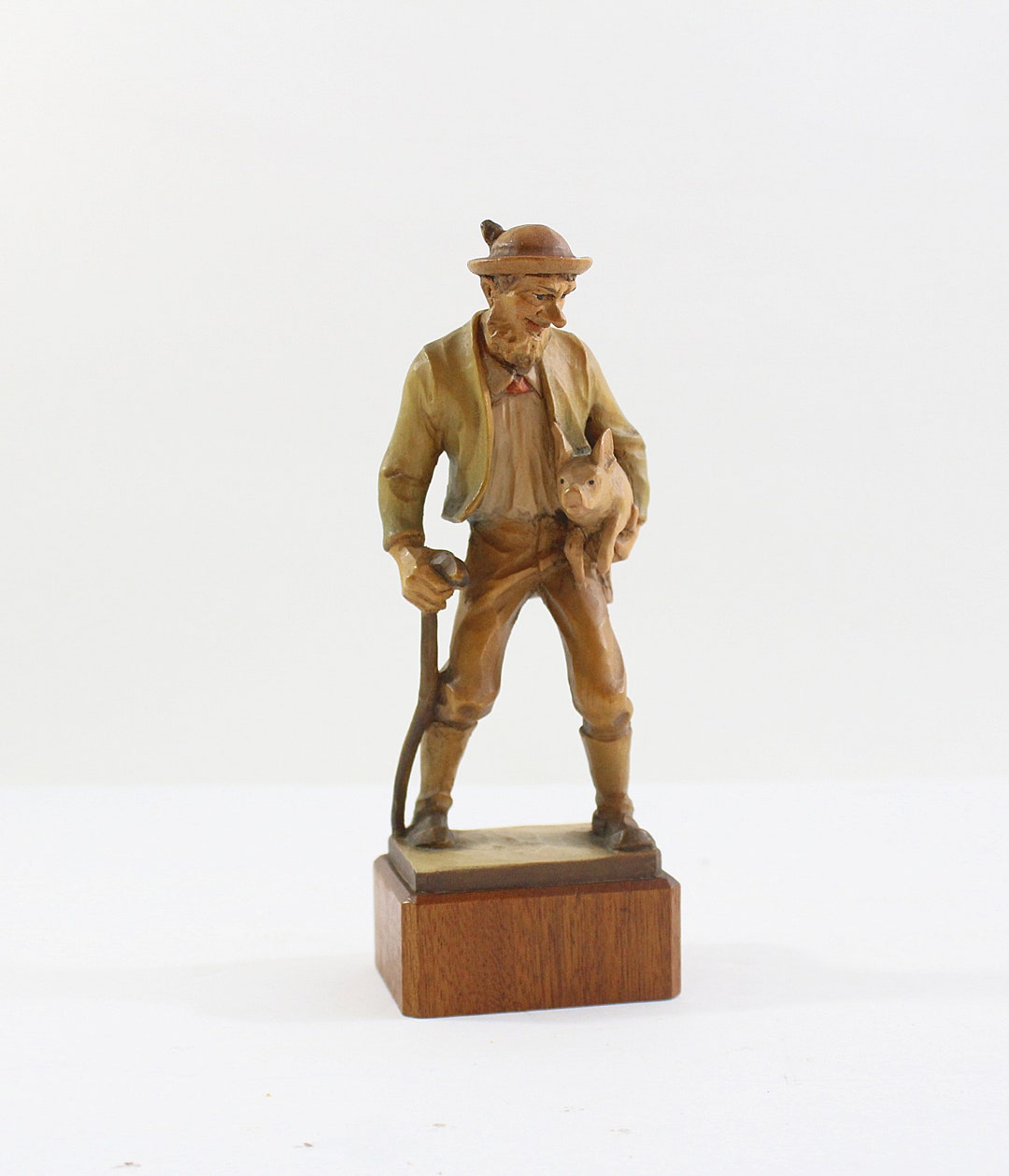 Vintage Wood Carving Hobo With Pig, Lightly Colored, Quality Carving by ...