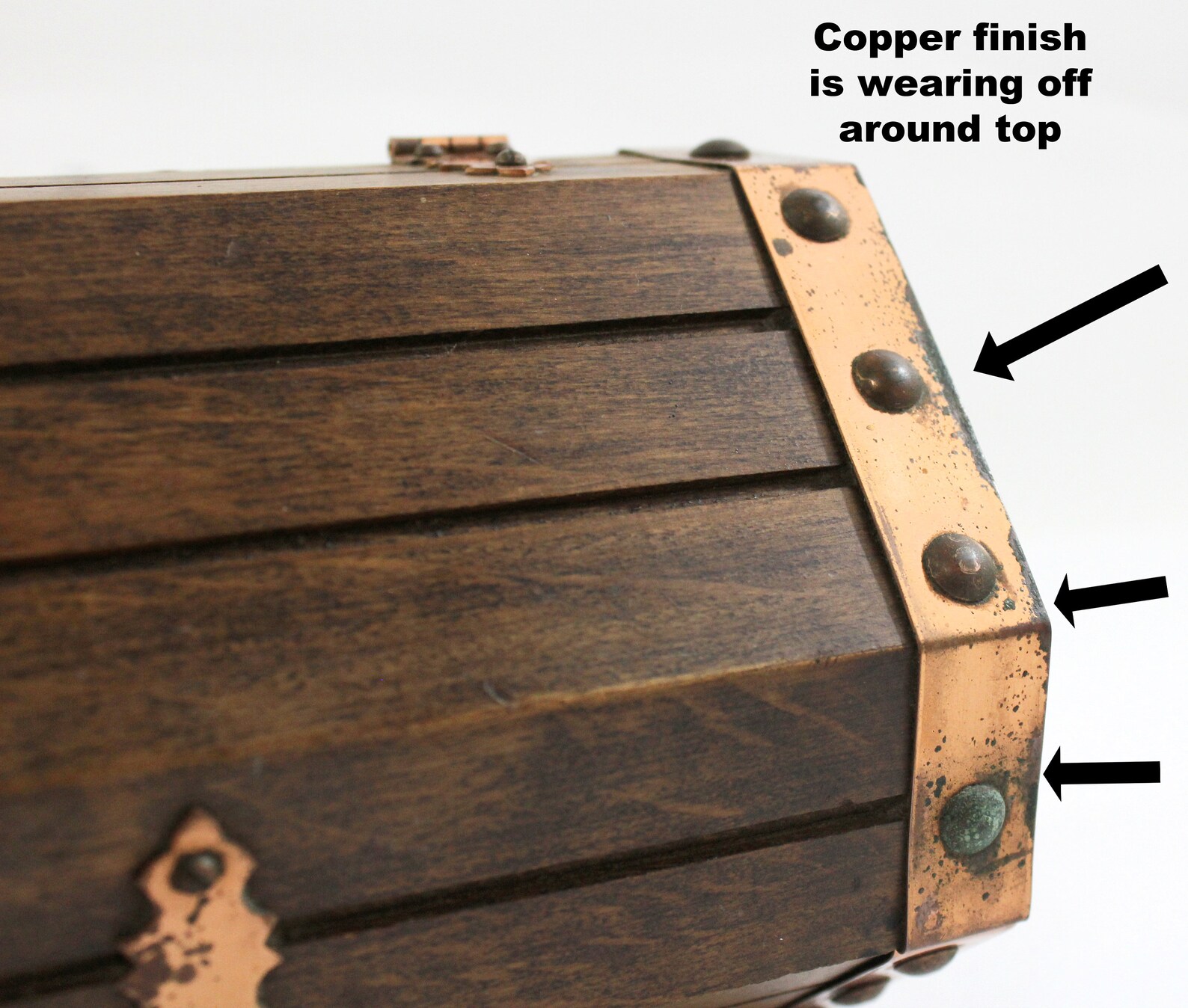 Vintage Rustic Wooden Slatted Chest With Copper Hardware - Etsy