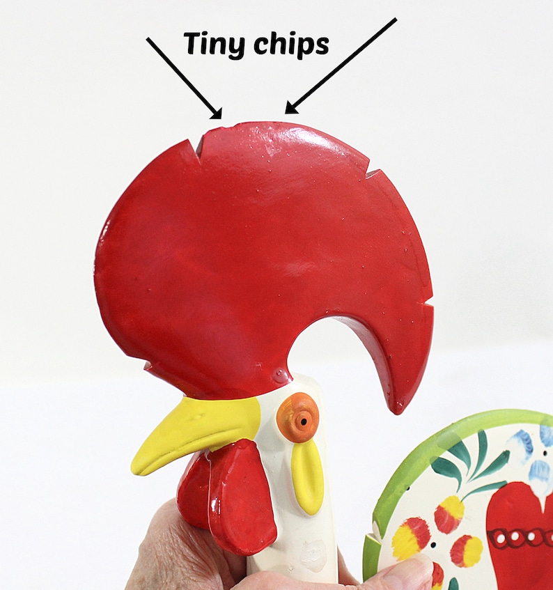 Vintage Folk Art Rooster Ceramic With Bright Red Comb Made in - Etsy