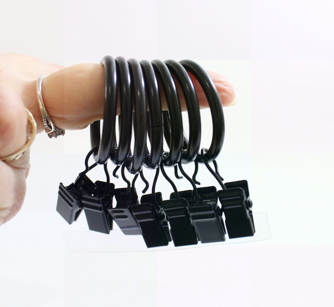 Black Curtain Clip on Rings 7 for Hanging Cafe Curtains - Etsy