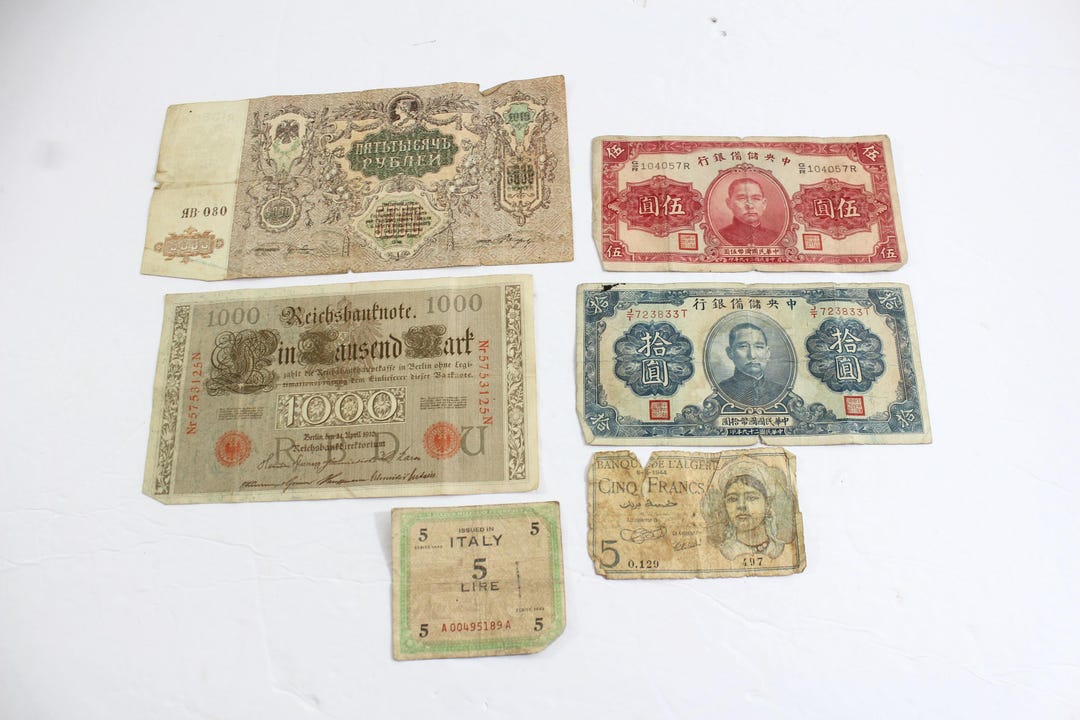 Vintage Foreign Paper Currency Collection: 1910-1940s World Banknotes ...