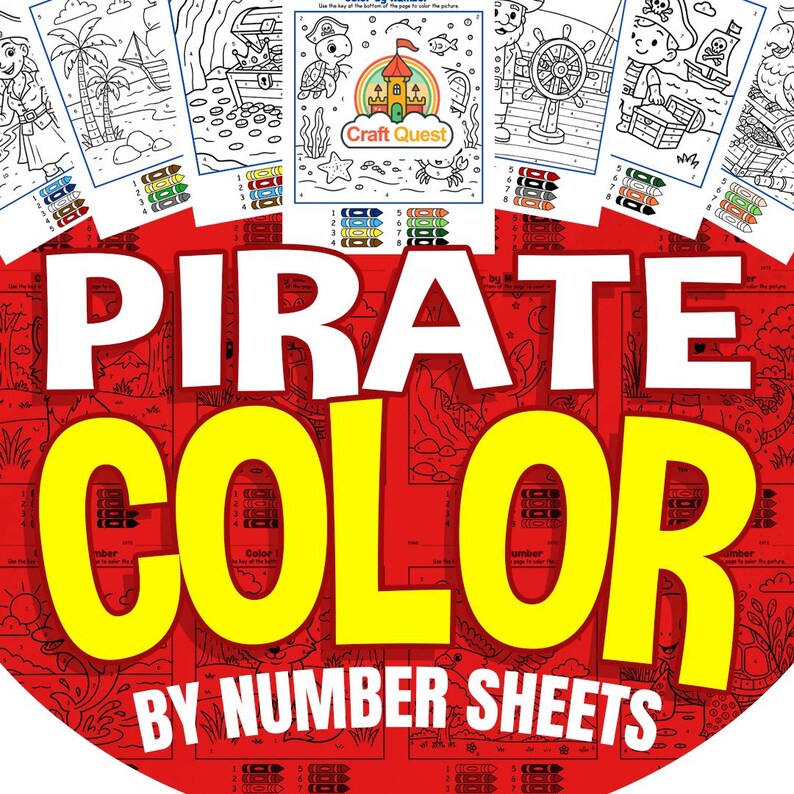Pirate Color-by-number Activity for Kids | 8 Printable Coloring Sheets ...