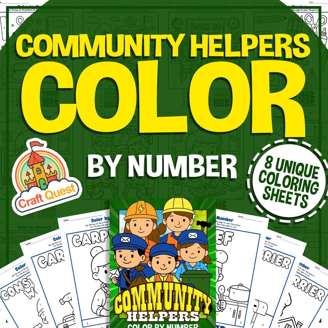Community Helpers Color-by-number Activity for Kids | 24 Printable ...