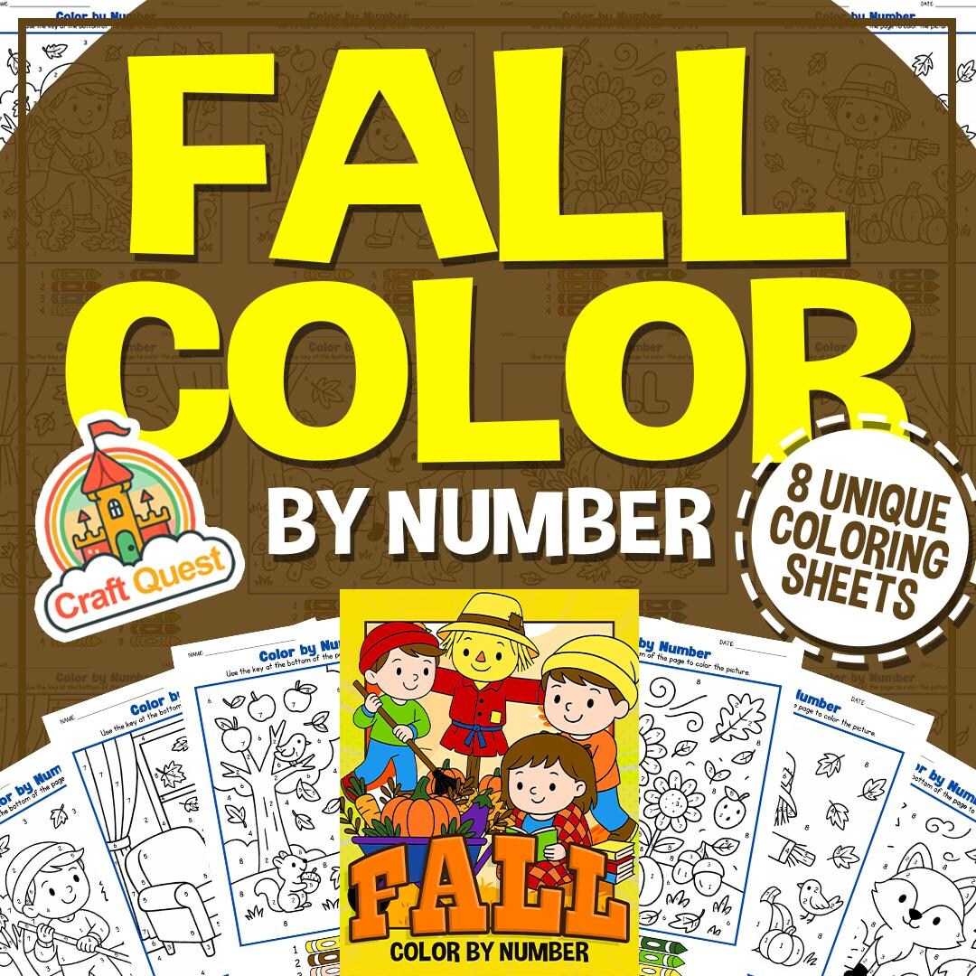 Fall Color-by-number Activity for Kids | 8 Printable Coloring Pages ...