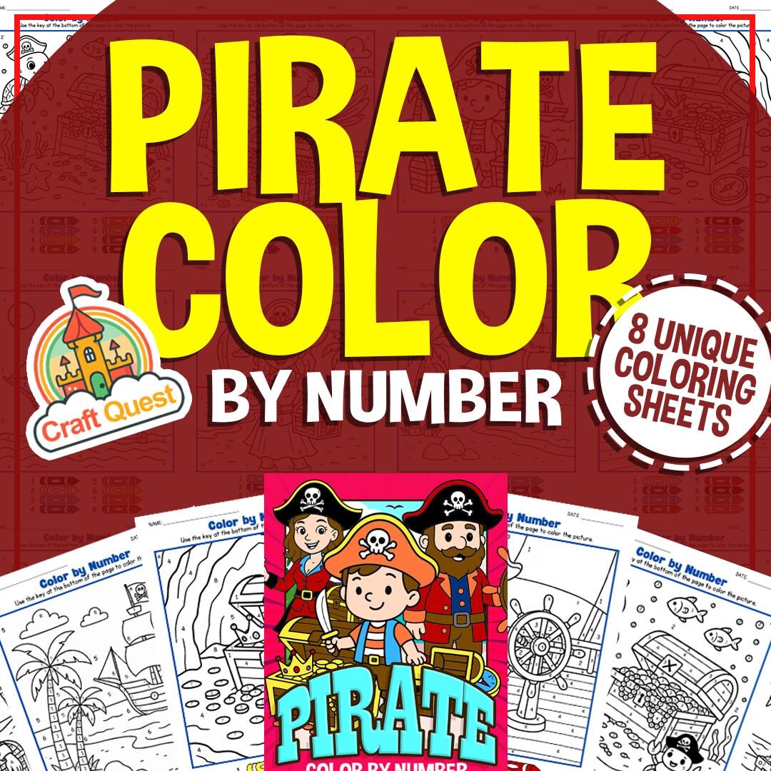 Pirate Color-by-number Activity for Kids | 8 Printable Coloring Sheets ...