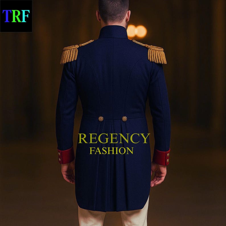 Regency Military Officer Uniform – Navy Blue Tailcoat With White ...