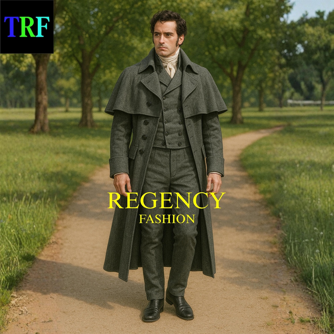 Men’s Regency Inverness Cape Coat – Grey Wool Victorian Cloak Overcoat ...