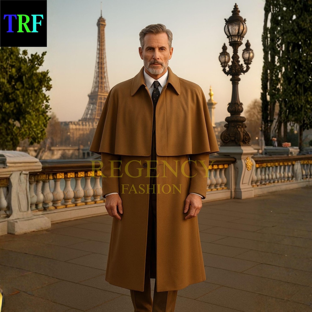 Camel Wool Inverness Cape Coat | Men’s Classic Overcoat | Vintage ...