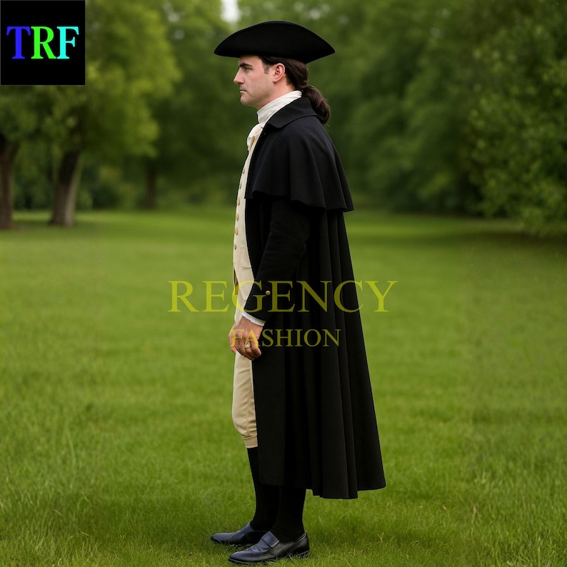 18th Century Gentleman’s Black Wool Cloak & Cream Regency Suit ...