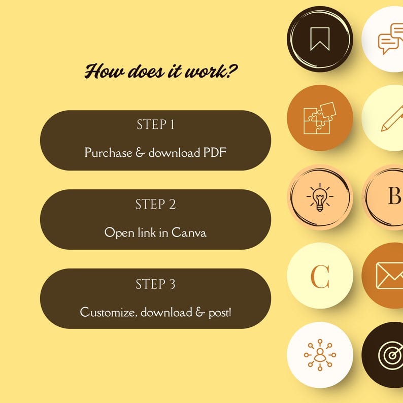 Instagram Highlight Cover Templates (canva), Yellow and Orange Theme - Etsy