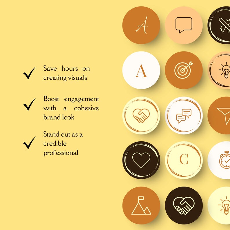 Instagram Highlight Cover Templates (canva), Yellow and Orange Theme - Etsy