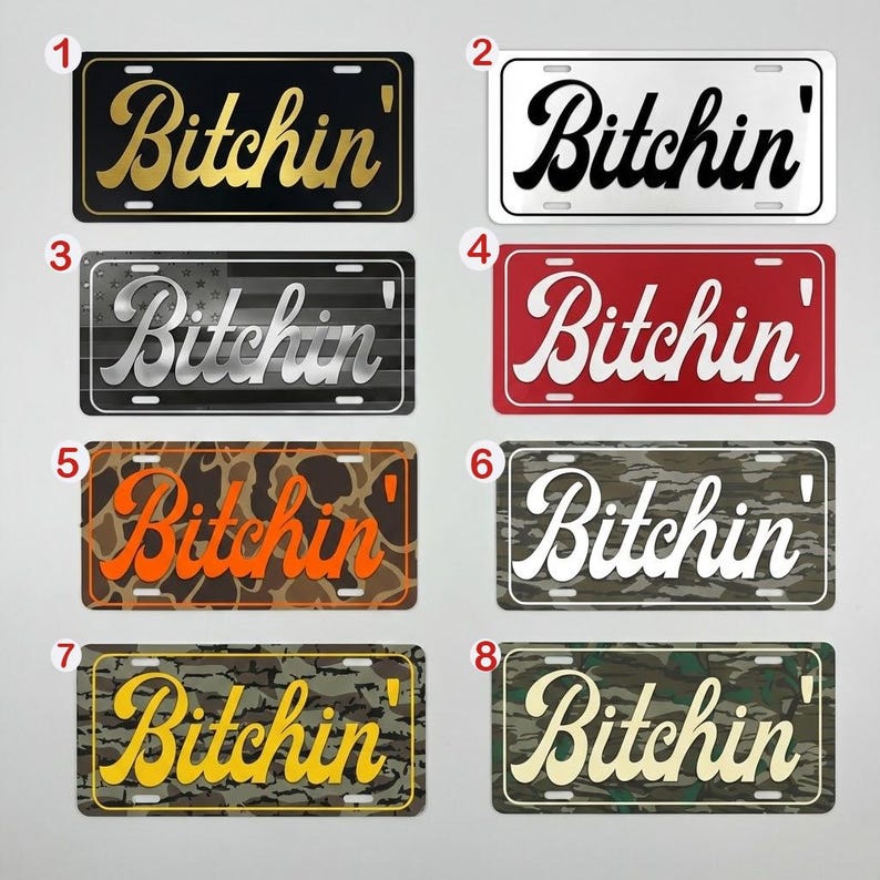 Bitchin' Vanity License Plate - Funny Front Car Tag - Retro Cursive ...