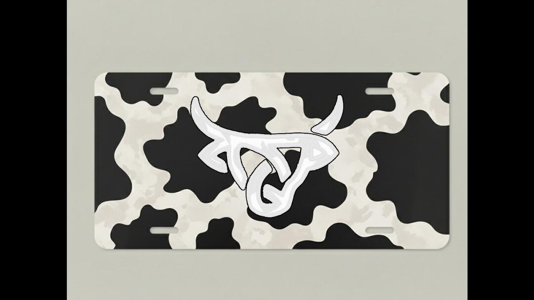 Cow Print Bull Head License Plate - Dairy Cow Spots Car Tag - Abstract ...