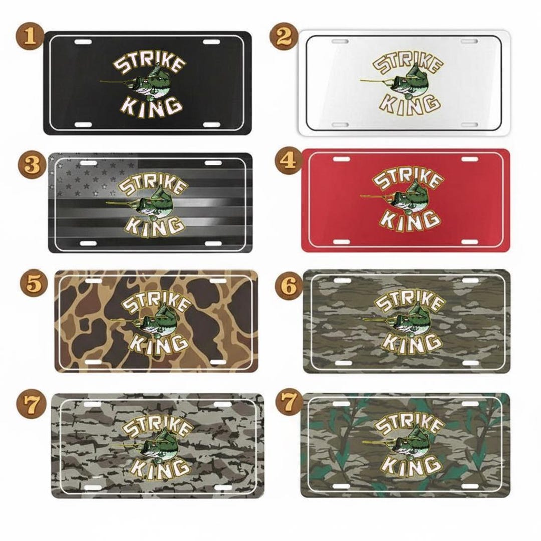 Strike King Bass Fishing License Plate - Custom Camo Front Car Tag for ...