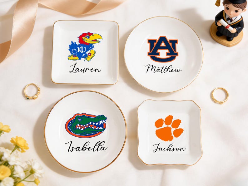Custom College Logo Ring Dish,personalized University Trinket Ring Dish ...