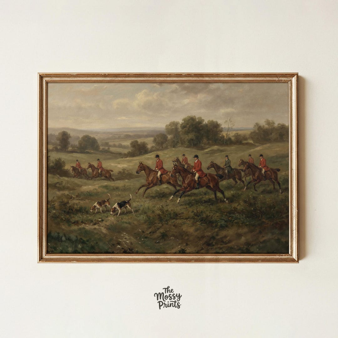 English Hunt Scene Printable, Vintage Fox Hunting Art, Equestrian ...