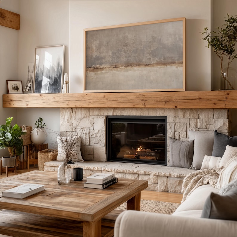 Moody Abstract Frame TV Art, Earthy Neutral Landscape, Textured Modern ...