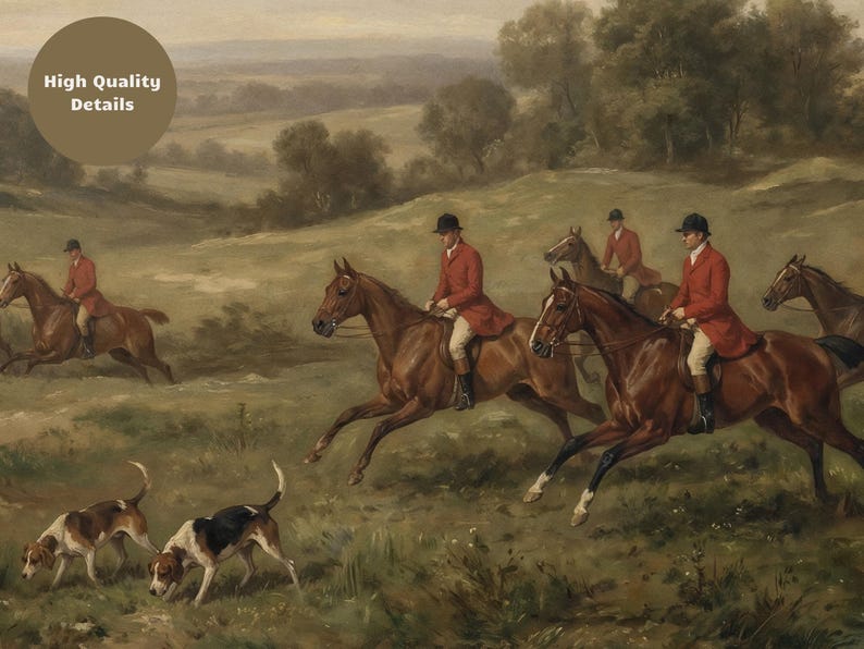 English Hunt Scene Printable, Vintage Fox Hunting Art, Equestrian ...