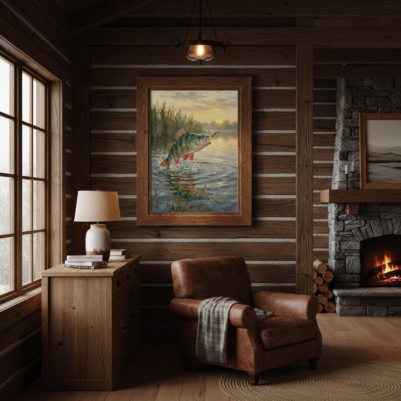Vintage Fishing Wall Art Set of 5, Rustic Cabin Decor, Lake House Wall ...