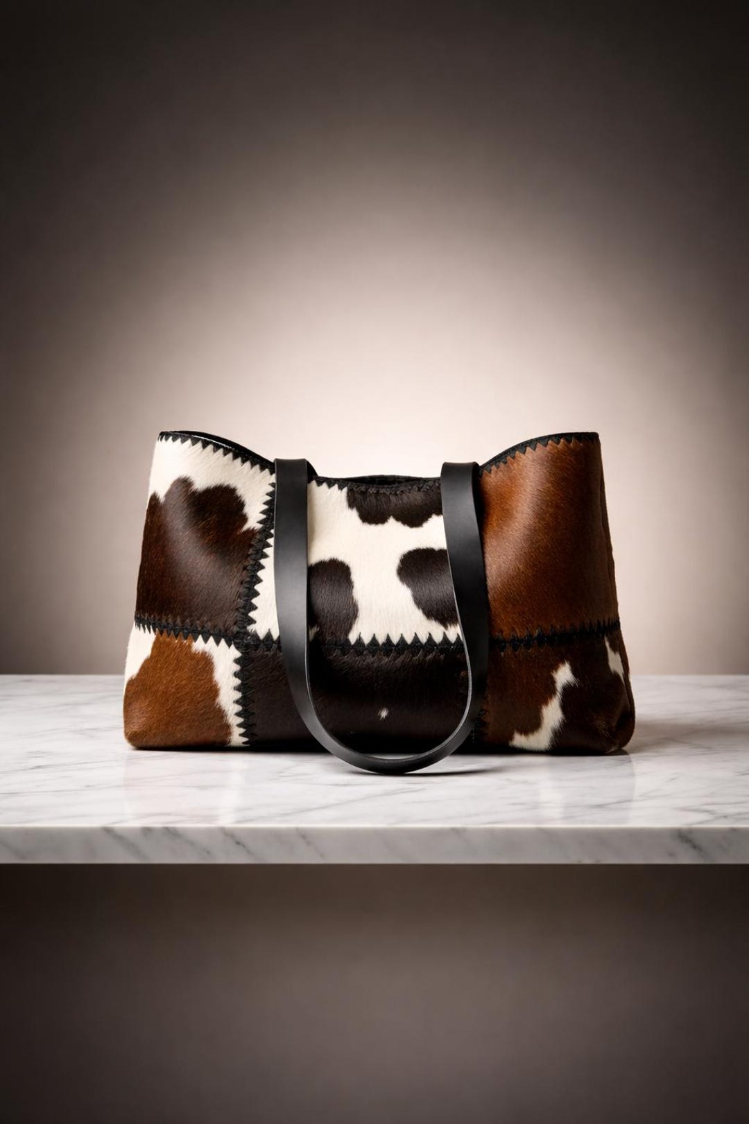 Cowhide Leather Tote Bag | Hair-on Hide Patchwork Purse | Handmade Boho ...