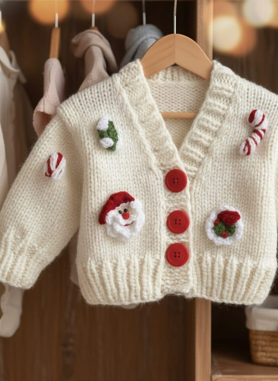 Handmade Embroidered Baby Cardigan – My First Christmas Sweater ...