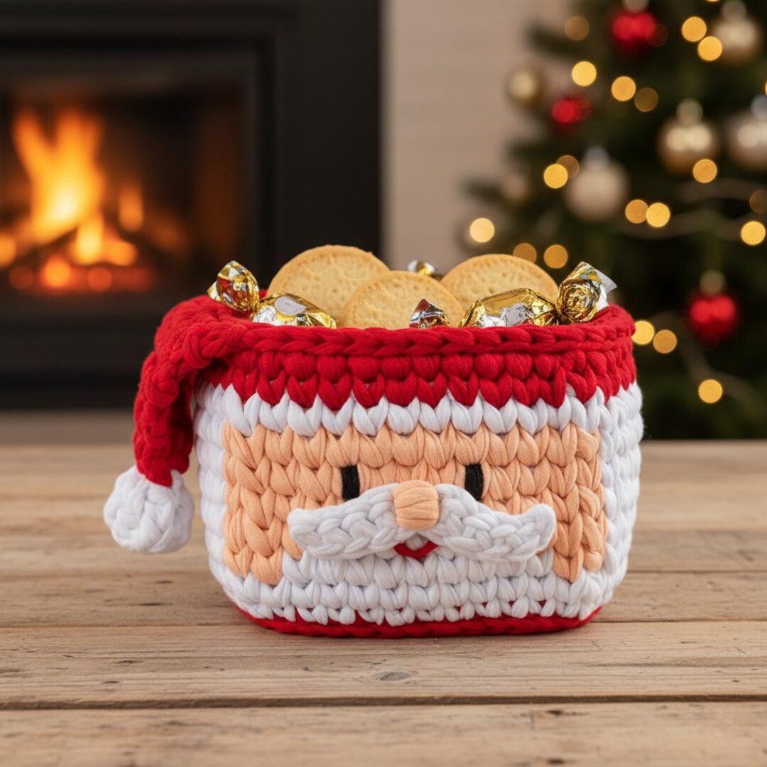 Crochet Santa Basket Pattern PDF, Christmas Home Decor Bowl, DIY ...