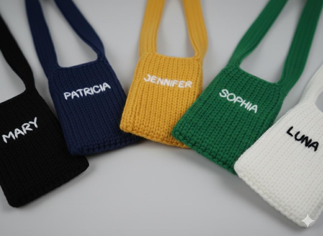 Personalized Name Phone Pocket | Knitted Phone Pouch Bag | Custom ...