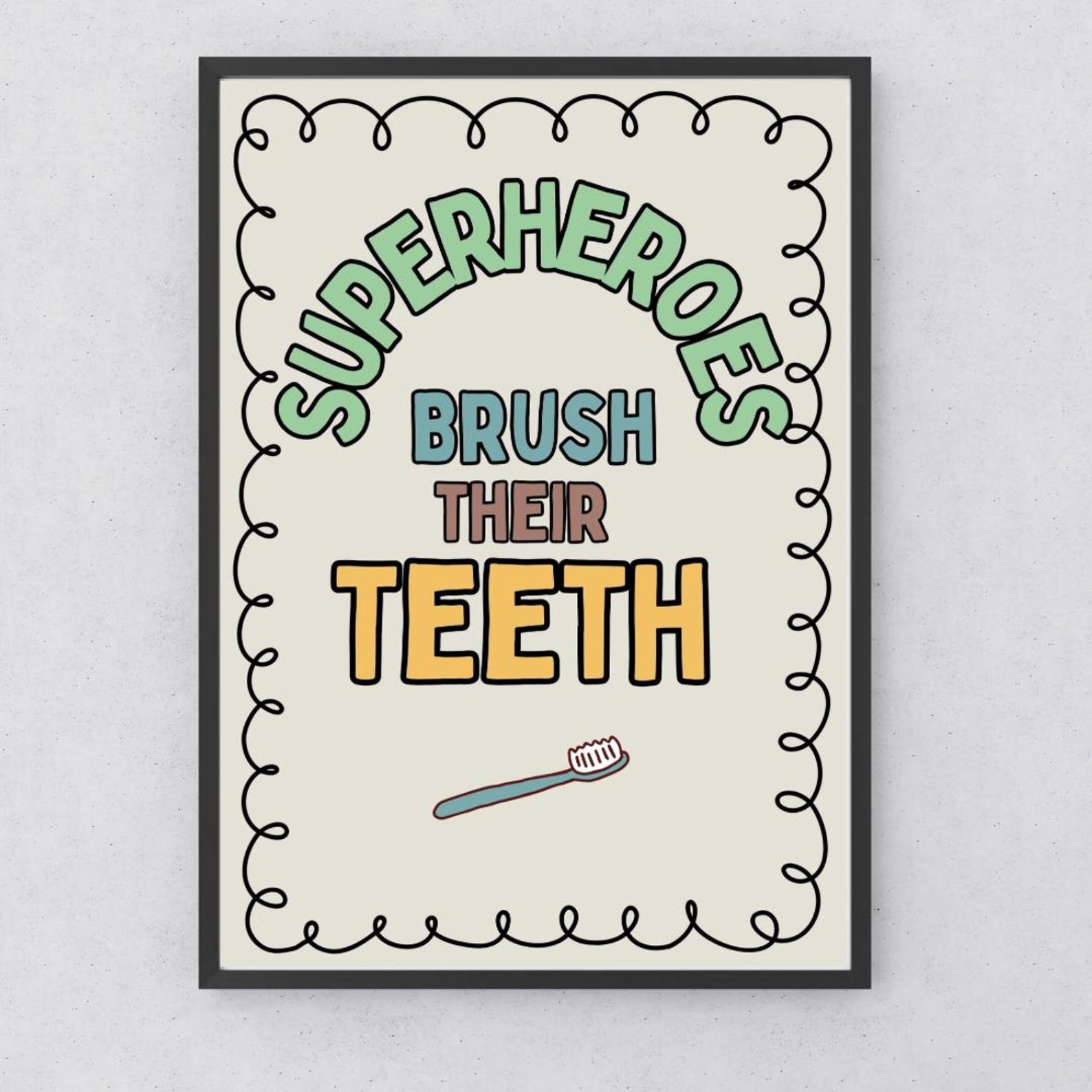 Superheroes Brush Their Teeth JPG Printable | Childrens Wall Art for ...