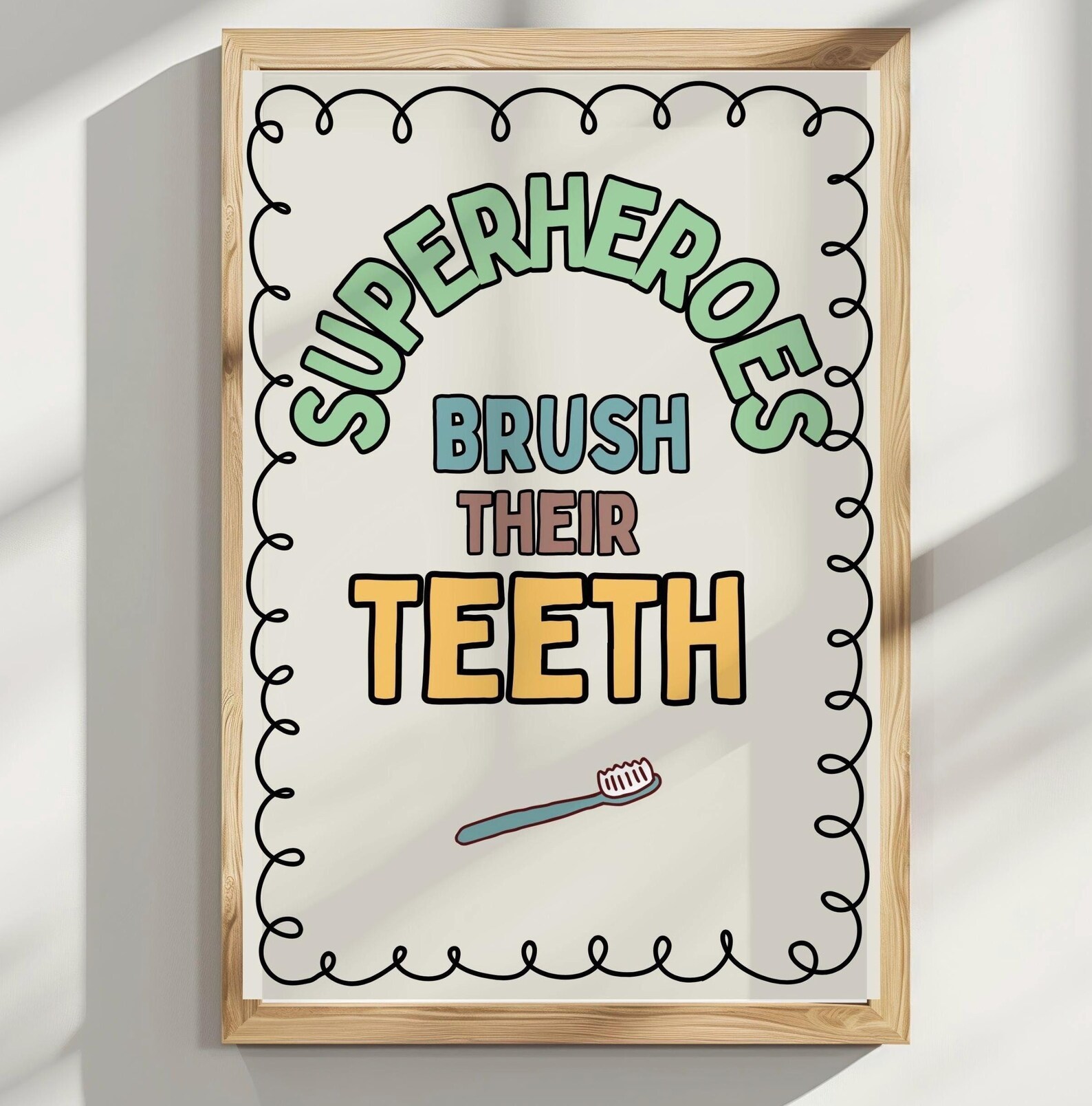 Superheroes Brush Their Teeth JPG Printable | Childrens Wall Art for ...